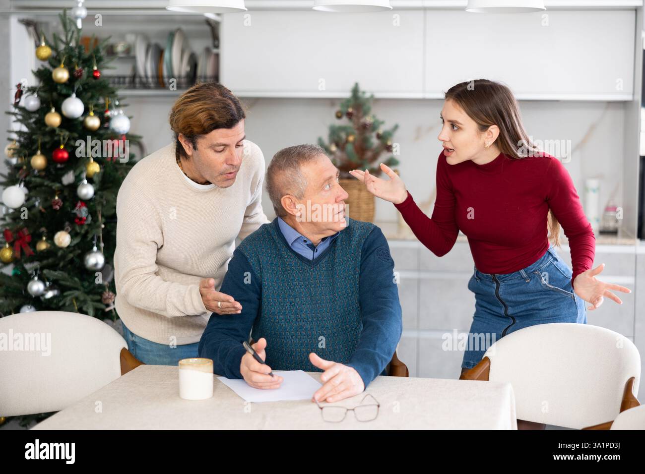 Family members discussing inheritance Stock Photo - Alamy
