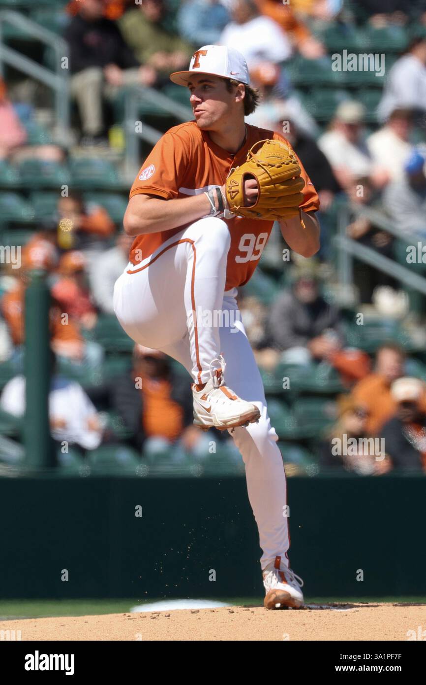 AUSTIN, TX - MARCH 09: Texas pitcher Dylan Volantis (99) winds up for a ...