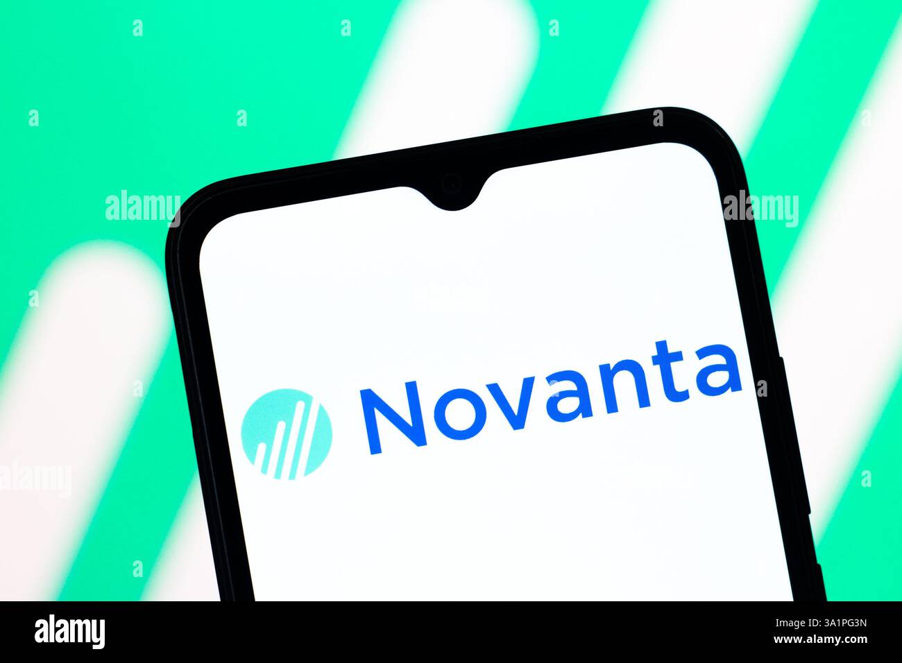 In this photo illustration, the Novanta logo is seen displayed on a ...