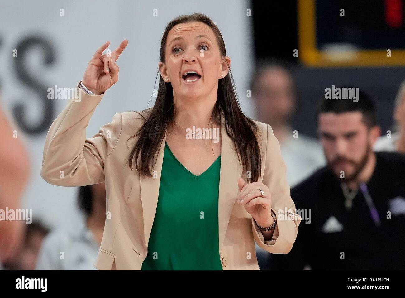 High Point head coach Chelsea Banbury yells to her players during the ...
