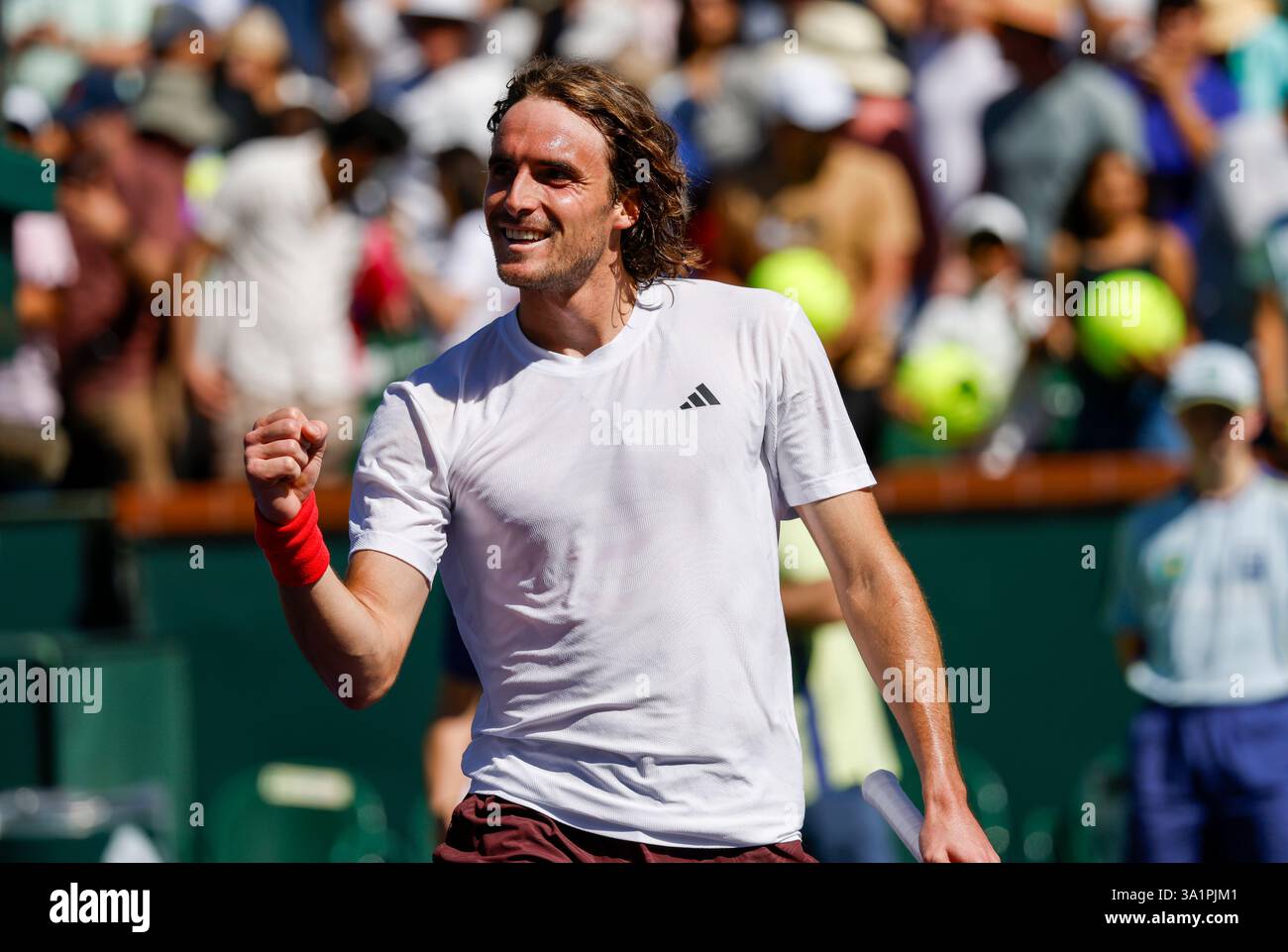 March 09, 2025 Stefanos Tsitsipas (GRE) celebrates after winning his ...
