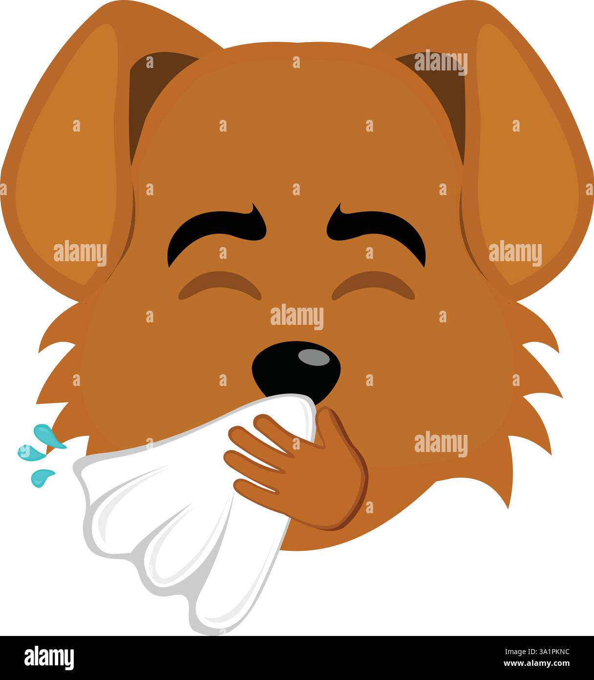 vector illustration emoji character face dog cartoon, sneezing with a nose handkerchief Stock ...
