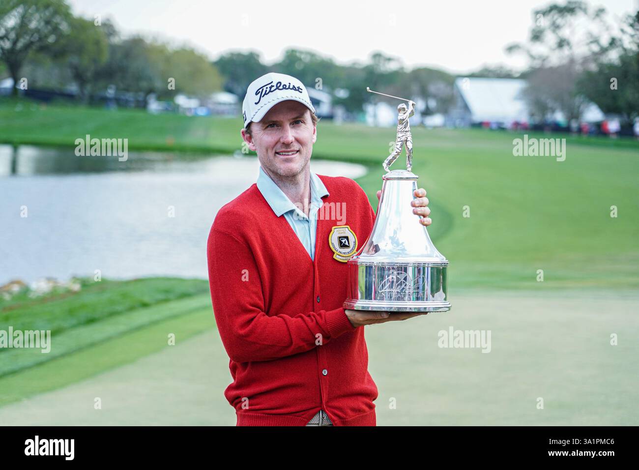 Orlando, Florida, USA, March 9, 2024, Russell Henley holding the trophy ...