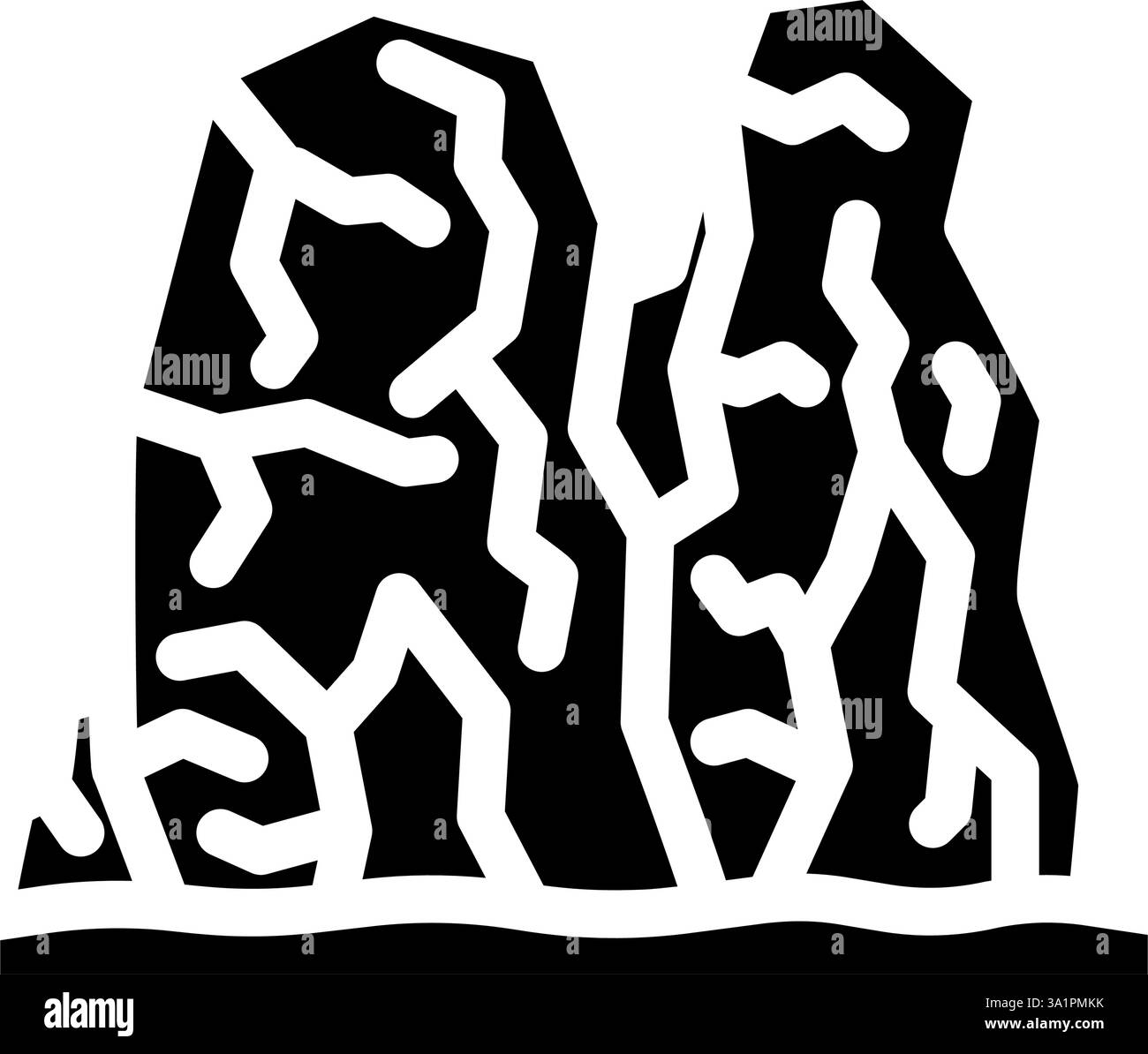 splitting rock fracture glyph icon vector illustration Stock Vector ...