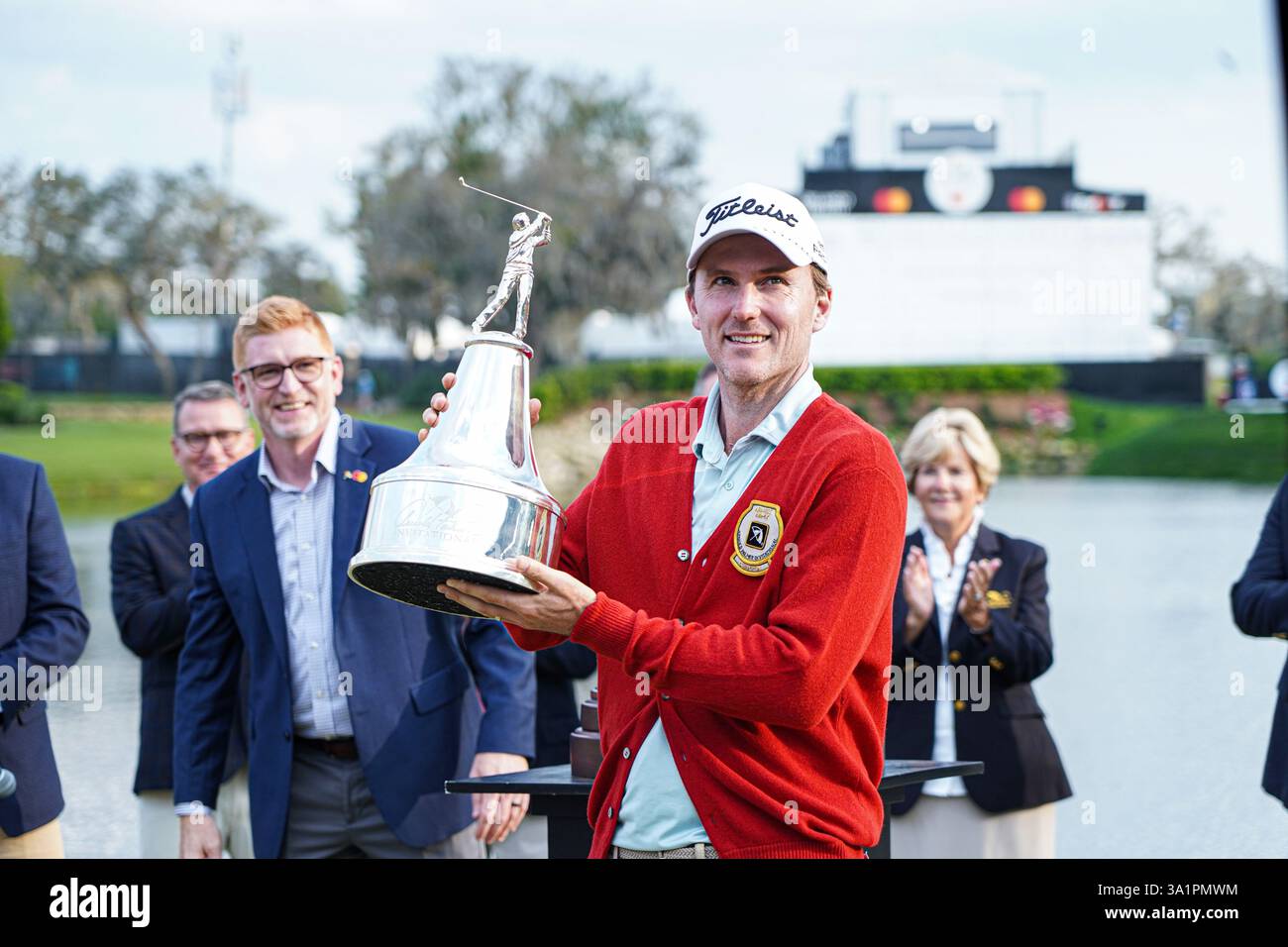 Orlando, Florida, USA, March 9, 2024, Russell Henley holding the trophy ...