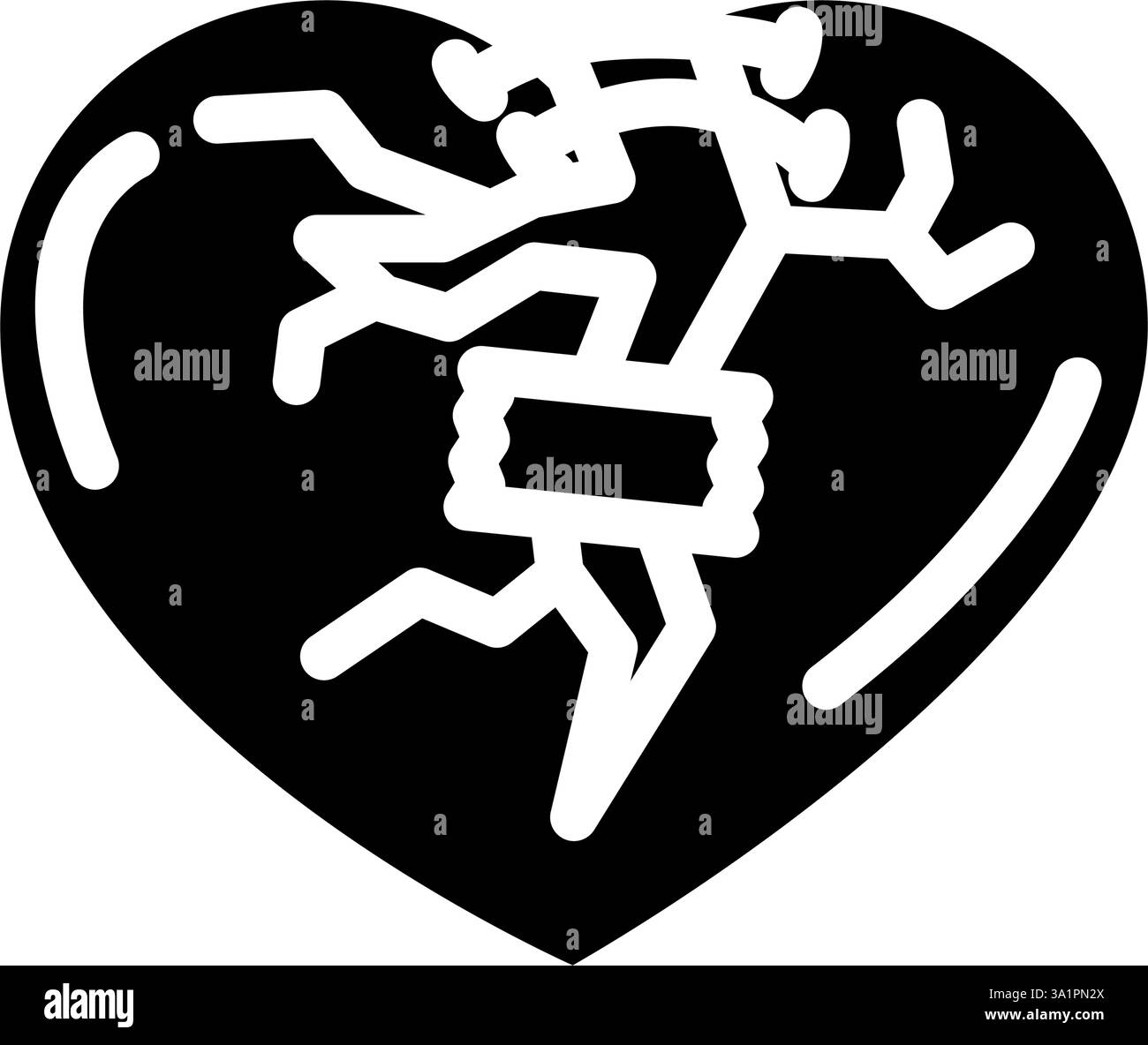broken heart fracture glyph icon vector illustration Stock Vector Image ...