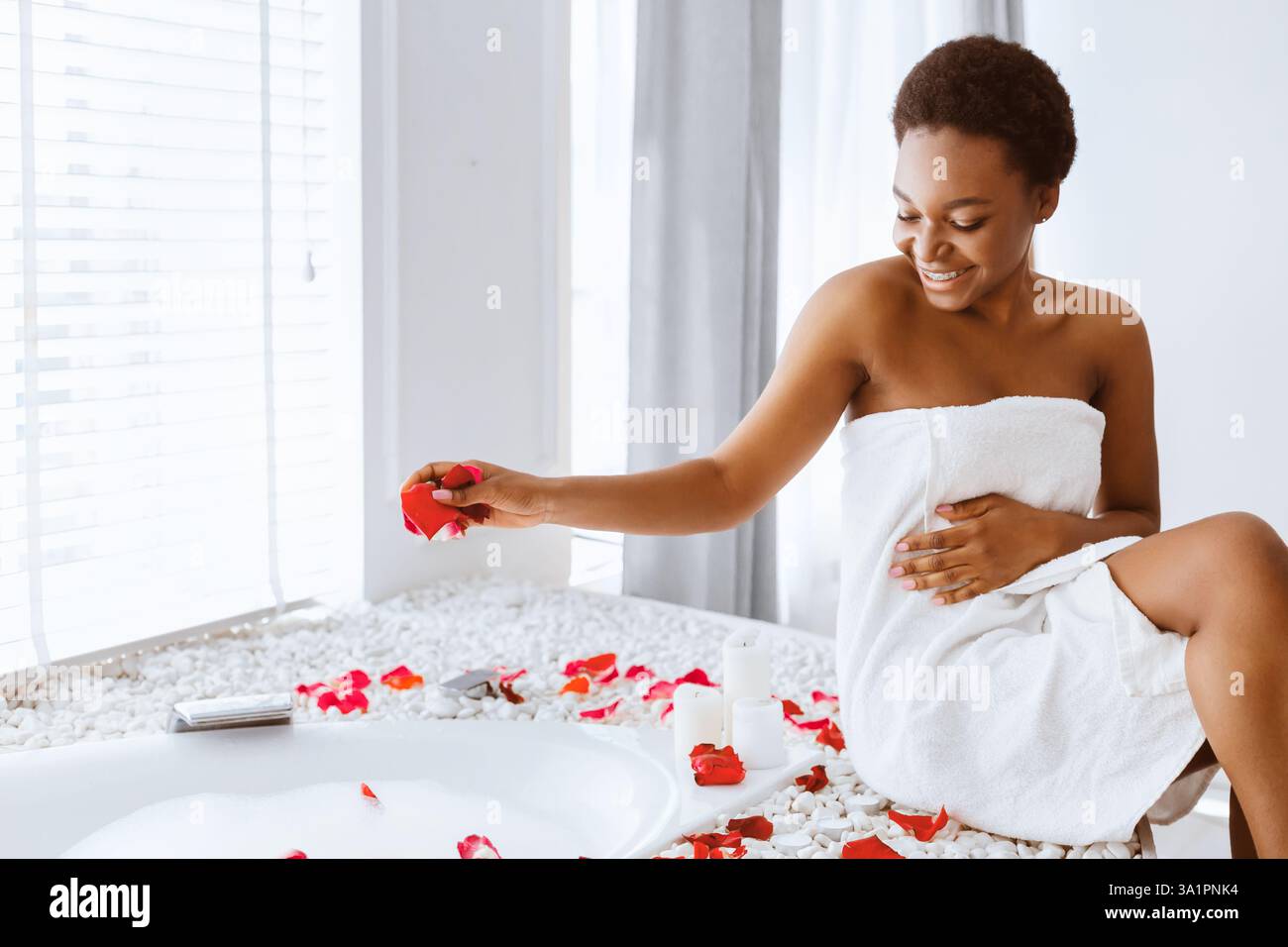 Self care treatment, time for herself, enjoying peace and calm Stock ...