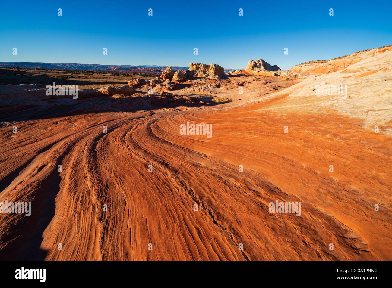 The sun shines brightly over White Pocket in the Vermilion Cliffs ...