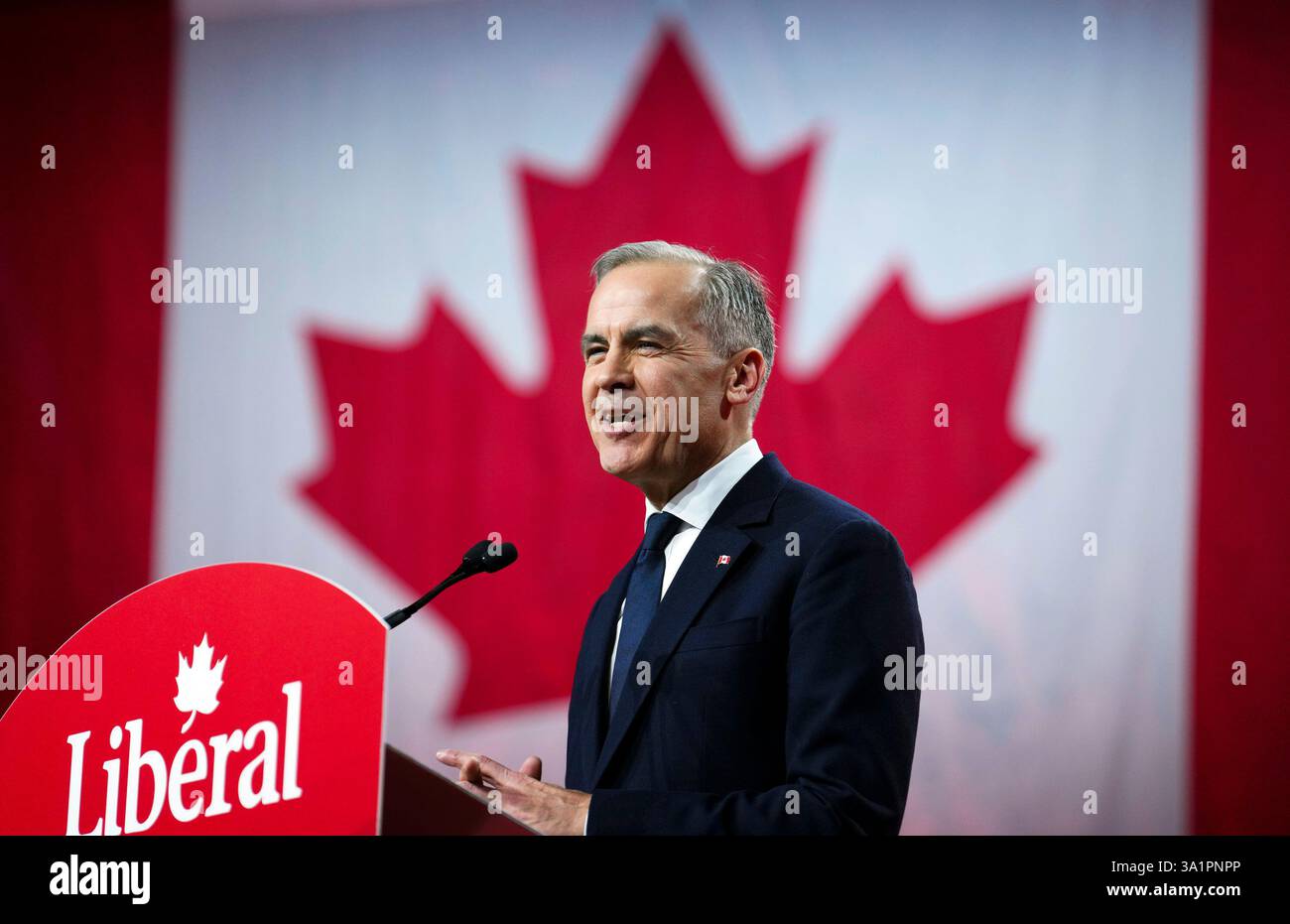 Liberal Party of Canada Leader Mark Carney delivers his speech after ...