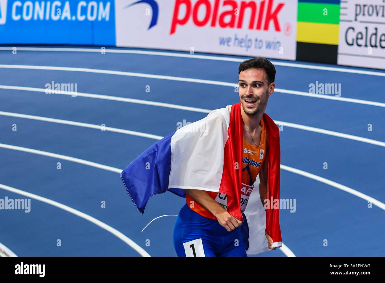 Apeldoorn, Netherlands, March 9th 2025: Samuel Chapple (NED) celebrates ...