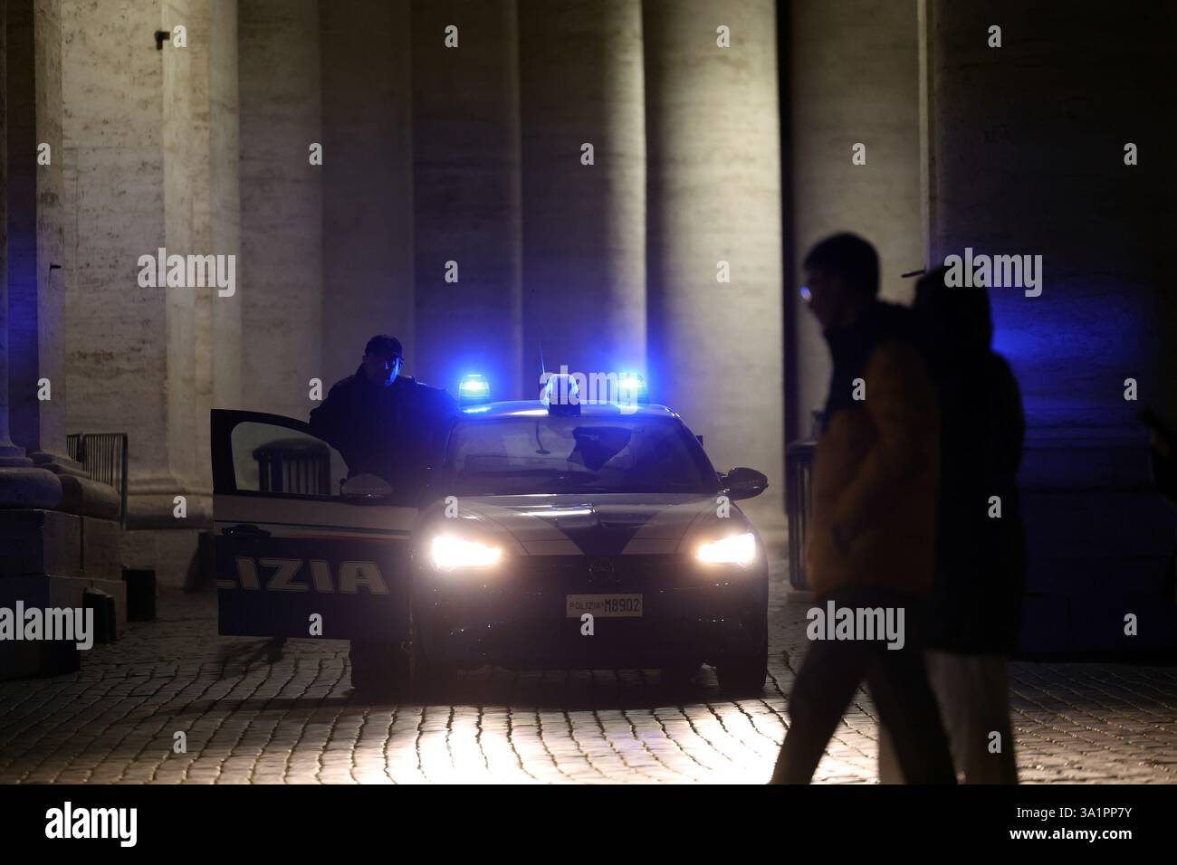 Vatican City, Italy 09.03.2025: Police car monitors the safety of the ...