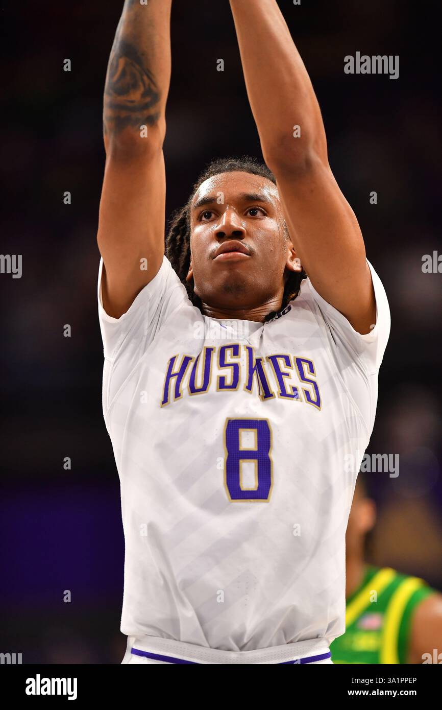 March 09, 2025: Washington Huskies guard Tyler Harris (8) during the ...