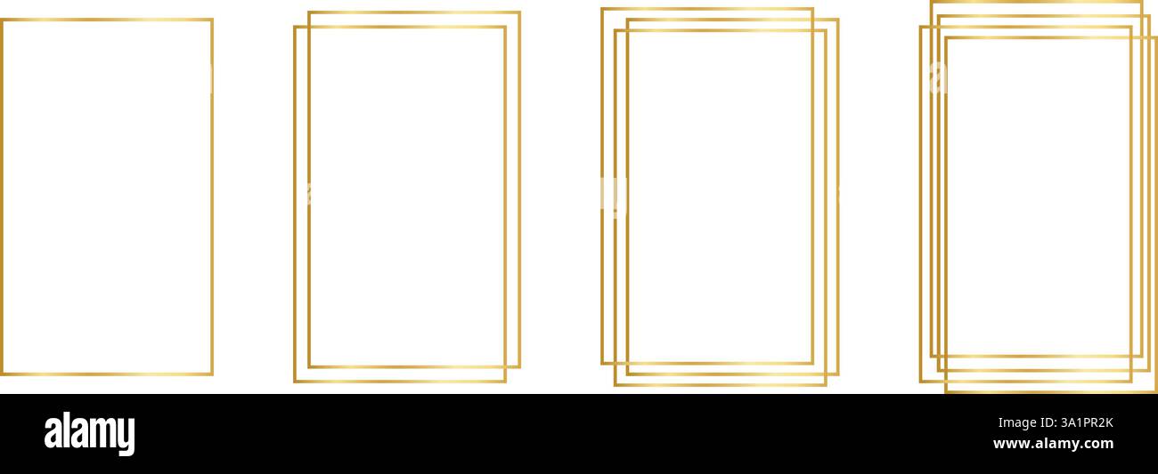 Collection of golden rectangle frames. Bright rectangular borders ...