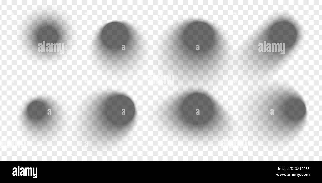 Set of ball or packing box shadow effects. Different soft grey shapes ...