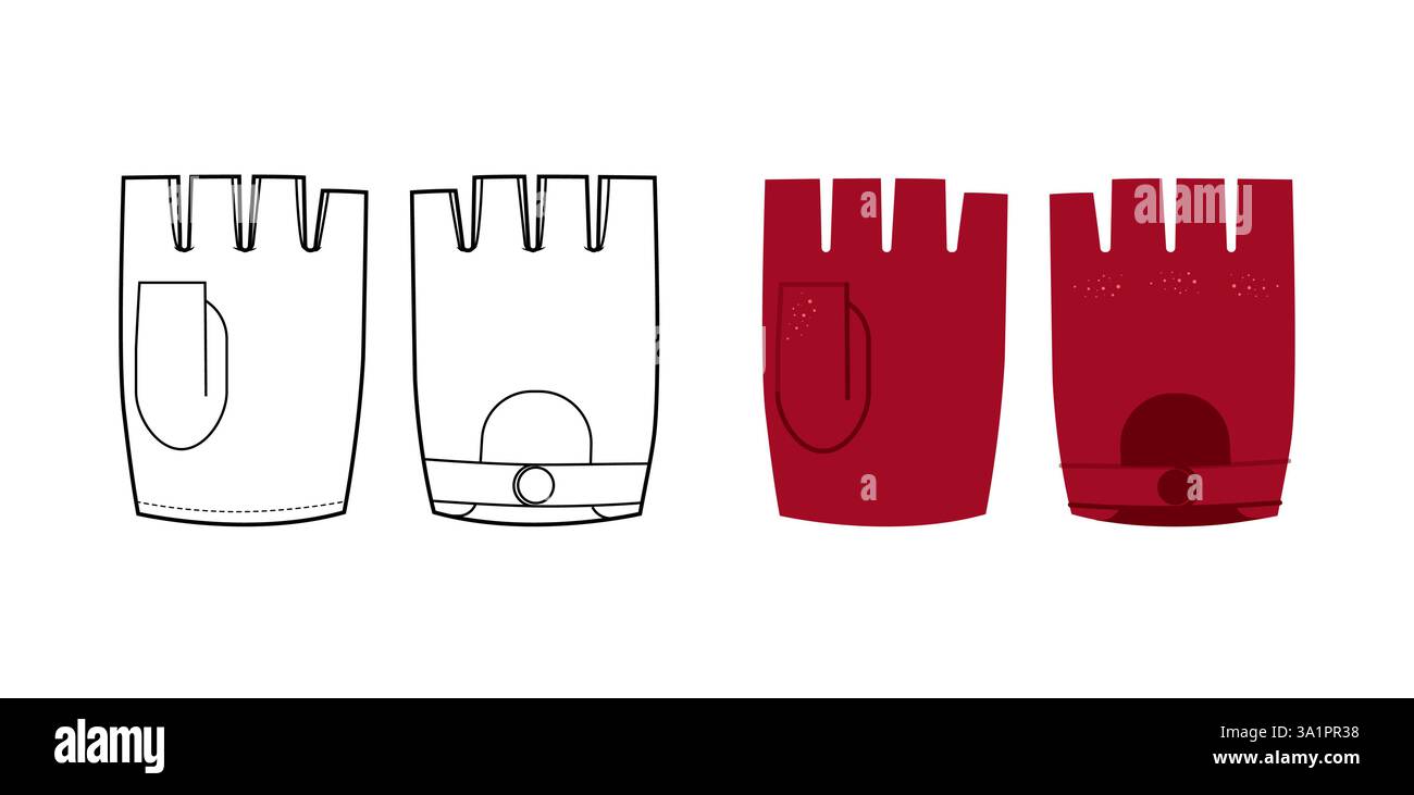 Fingerless Gloves Mitaine cherry cartoon and sketch outline Short ...