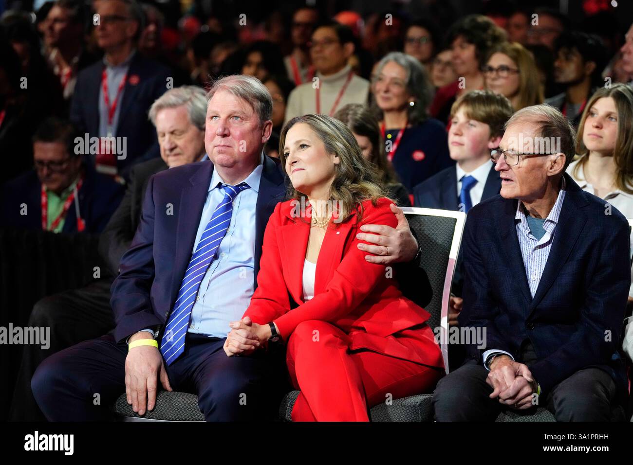 Chrystia Freeland listens to the speech of Mark Carney, Leader of the ...