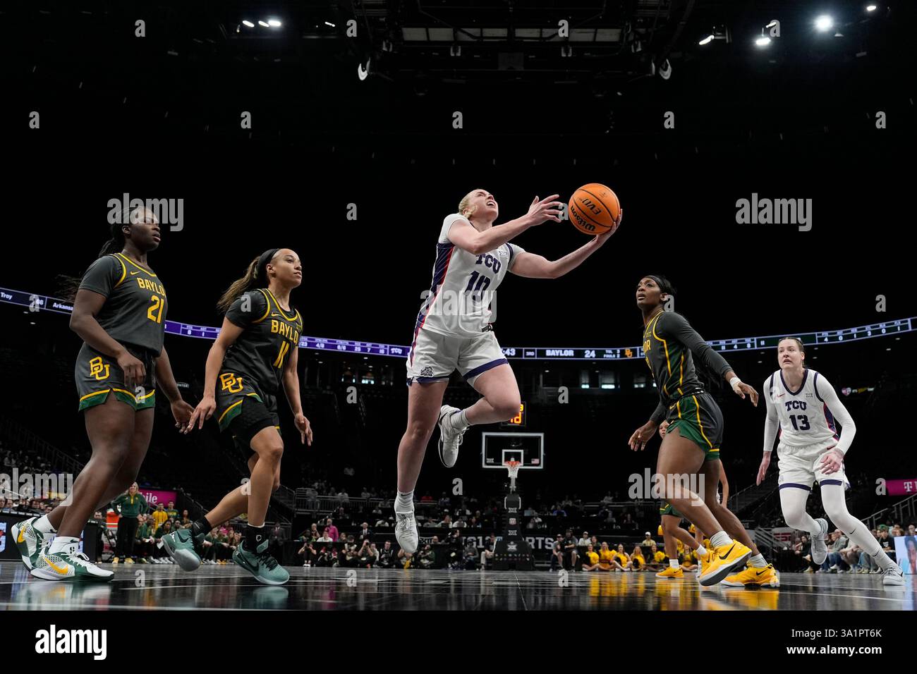 TCU guard Hailey Van Lith (10) puts up a shot during the second half of ...