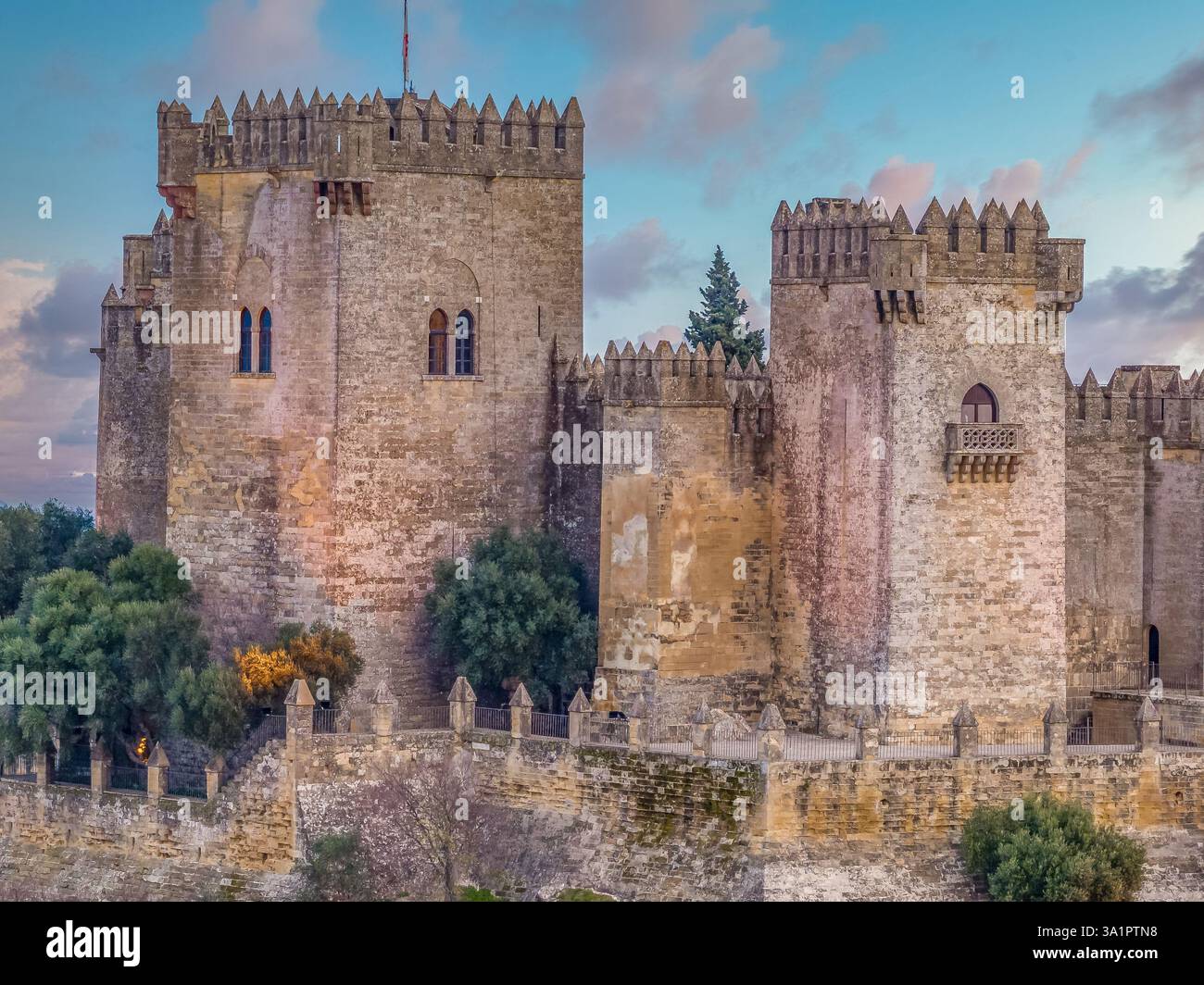 Closeup view of Almodovar castle above Almodovar del Rio Spain, Gothic ...