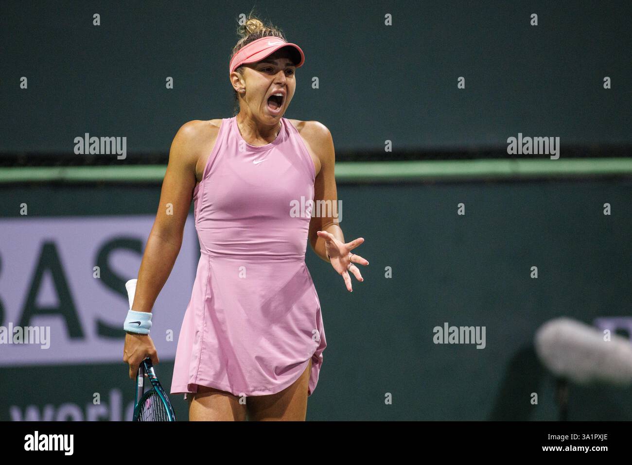 March 8, 2025: Jaqueline Cristian of Romania reacts during her match ...