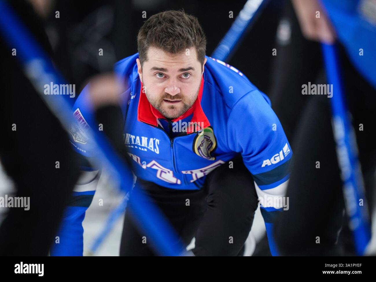Manitoba-Dunstone skip Matt Dunstone watches his shot while playing ...
