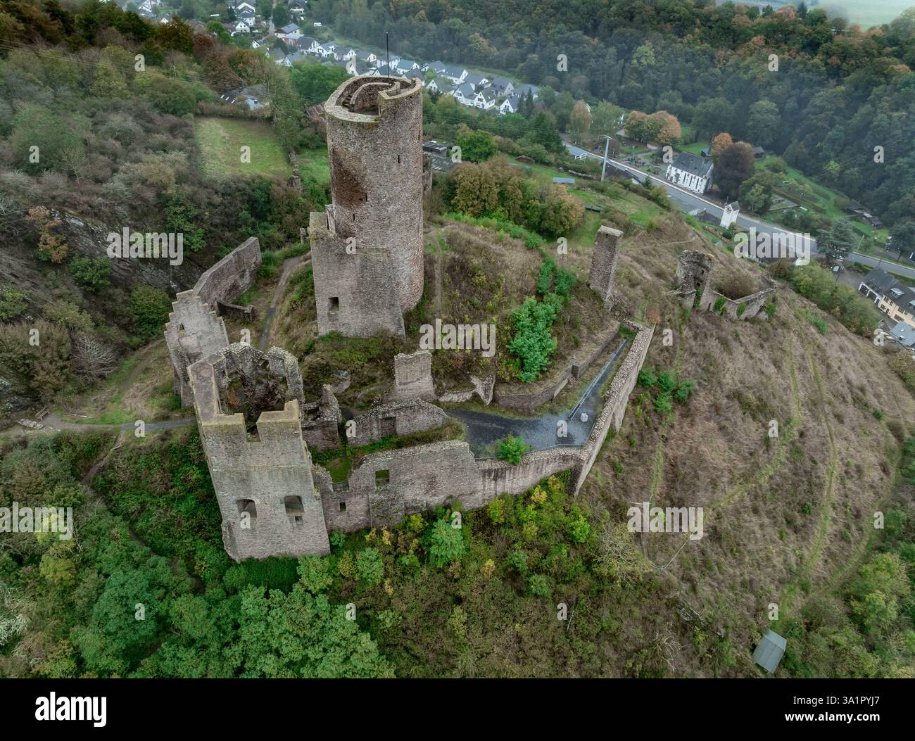Aerial ground plan view of Philipsburg castle above Monreal Germany ...