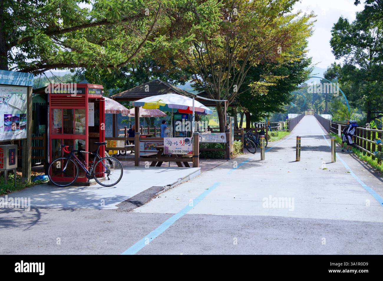 Sunchang County, South Korea - October 3, 2021: Cyclists stop at the ...