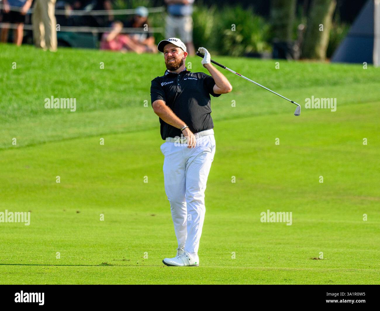 Orlando, FL, USA. 9th Mar, 2025. Shane Lowry of Ireland reacts to his ...
