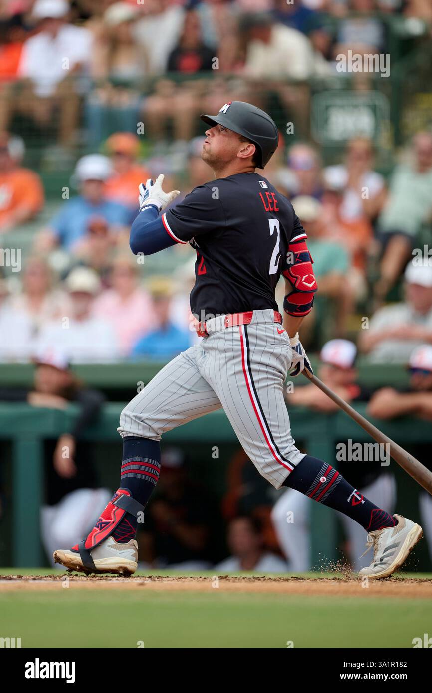 Minnesota Twins Brooks Lee (2) at bat during an MLB Spring Training ...