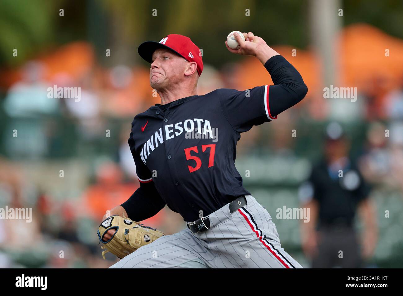 Minnesota Twins pitcher Anthony Misiewicz (57) delivers a pitch during ...