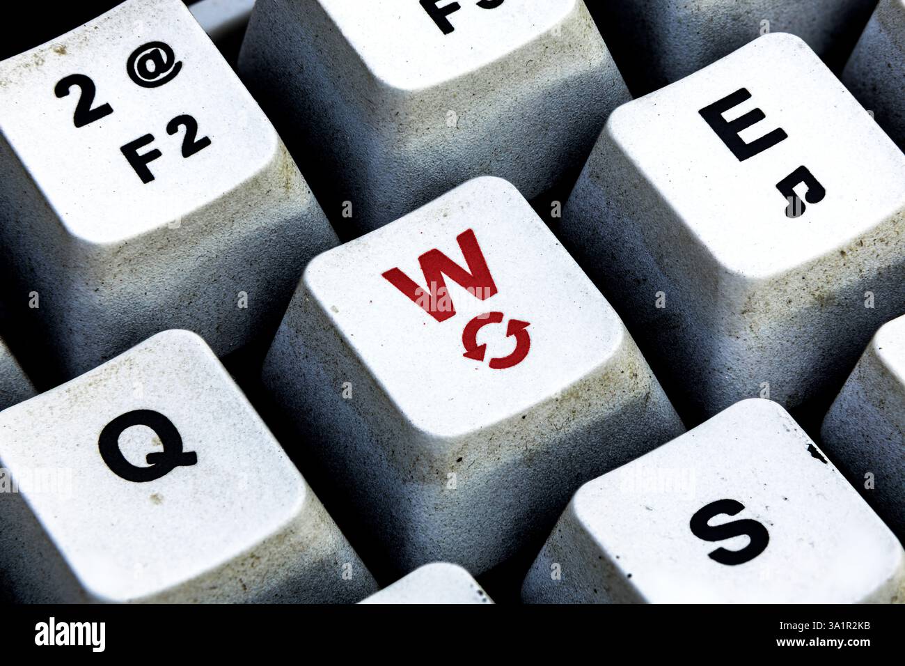 Retro Keyboard with W button in red color. W button keyboard in close ...