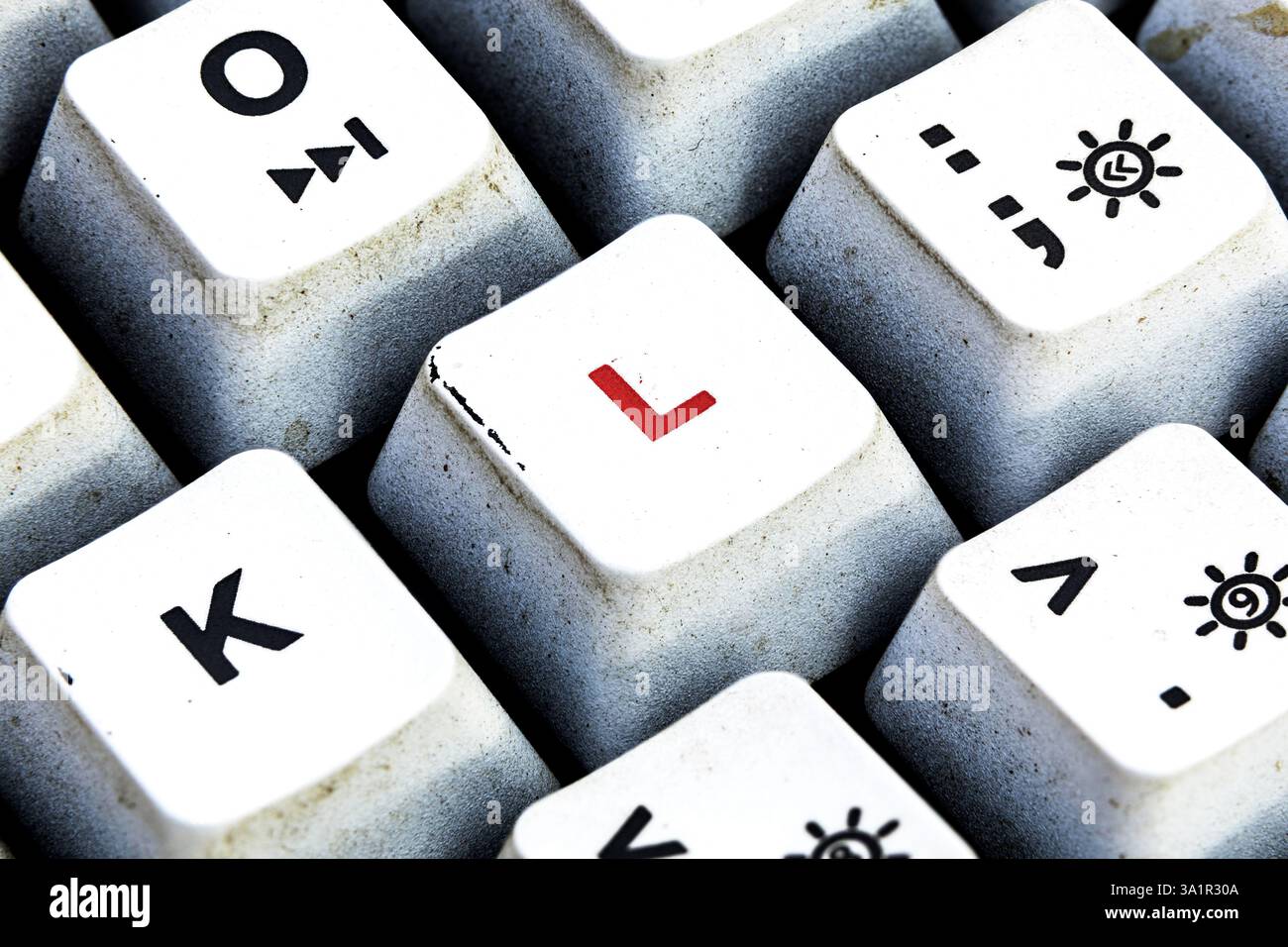 Retro Keyboard with L button in red color. L button keyboard in close ...