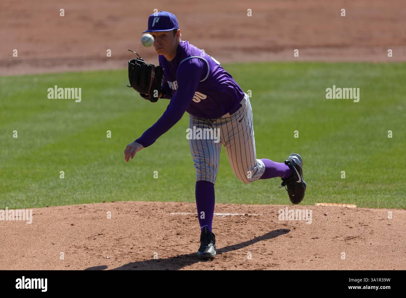 March 9, 2025: Portland pitcher Ryan Rembisz (30) watches the ball he ...