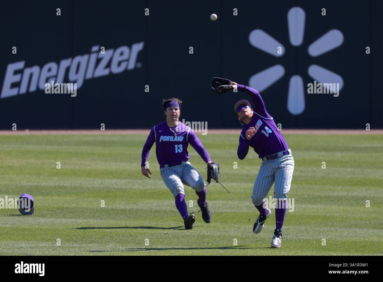 March 9, 2025: Portland infielder Jonas Salk (14) moves back under a ...