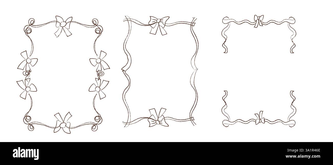 Elegant hand drawn bow frames for decorative design Stock Vector Image ...