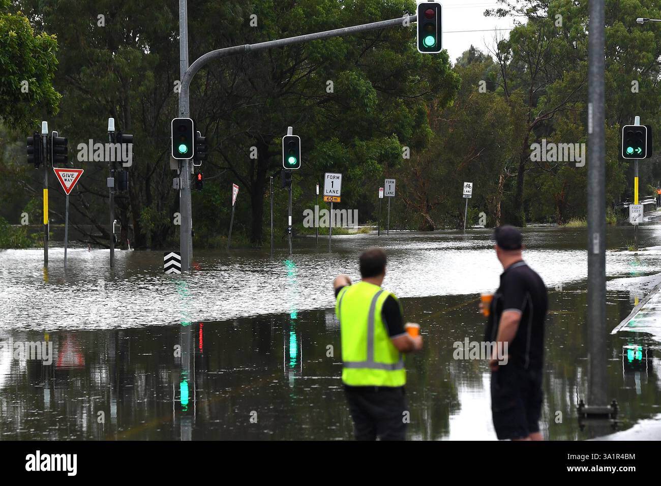 A flooded road at Rocklea in Brisbane, Monday, March 10, 2025. A ...