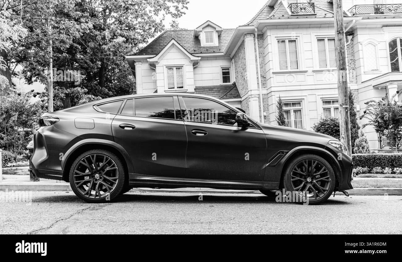 New York City, USA - August 26, 2023: BMW X6 SUV car crossover, side ...