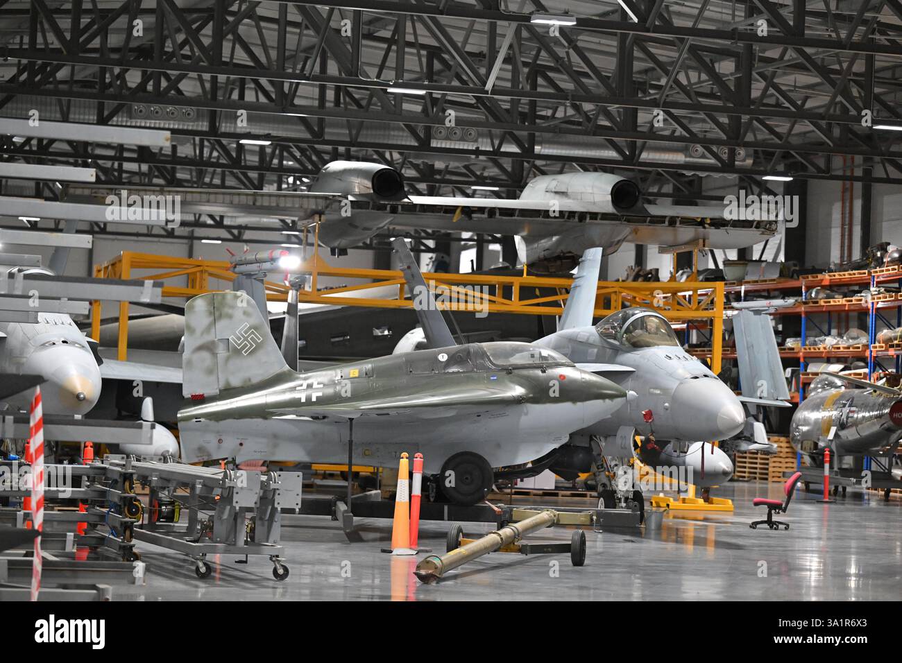 An RAAF F/A-18 Hornets and a WW2 German Messerschmitt Me 163 Komet are ...