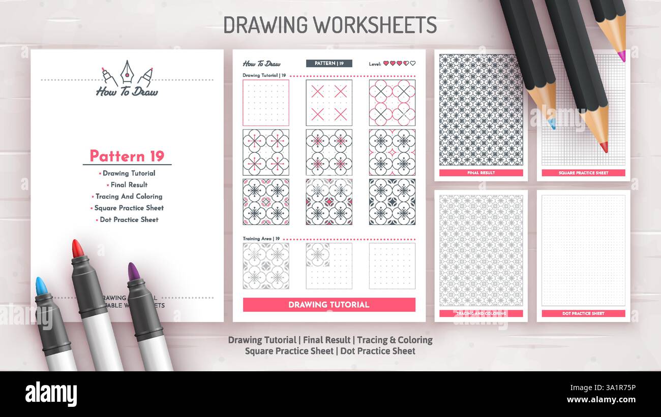 How to Draw a Pattern. Step by Step Drawing Tutorial. Draw Guide ...