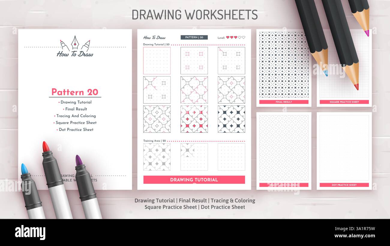 How to Draw a Pattern. Step by Step Drawing Tutorial. Draw Guide ...