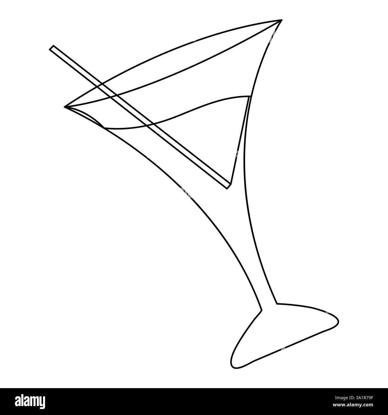 Continuous one line drawing of cocktail, summer fresh drink outline ...