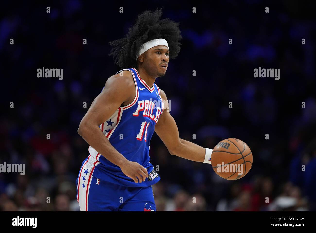 Philadelphia 76ers' Ricky Council IV plays during an NBA basketball ...