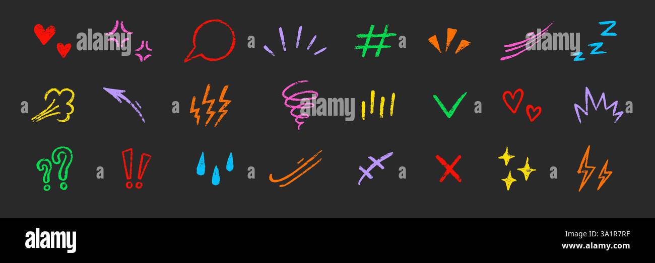 Line movement comic element, cartoon emotion mark effect decoration ...