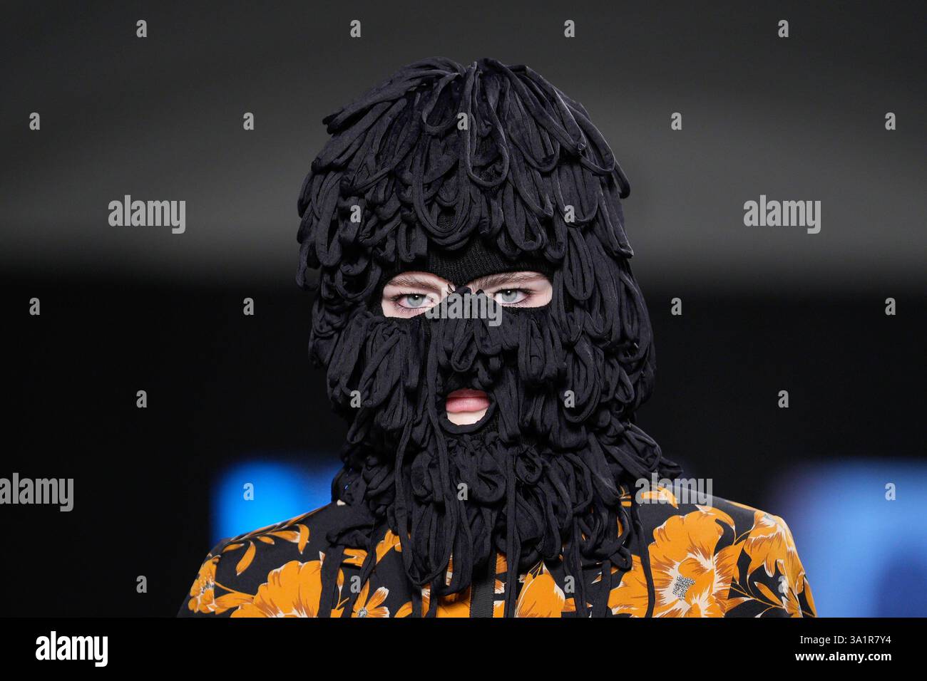 Lisbon, Portugal. 09th Mar, 2025. A model walks the runway during Nuno ...