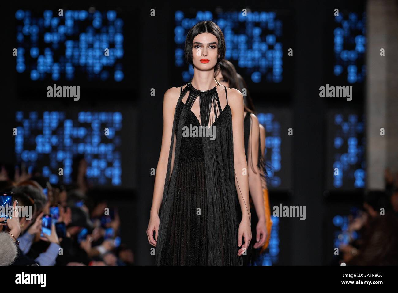 A model walks the runway during Carlos Gil fashion show at ModaLisboa Capital, Lisbon Fashion ...