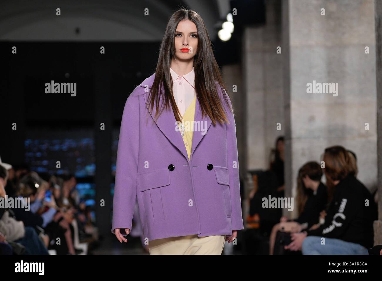 A model walks the runway during Carlos Gil fashion show at ModaLisboa Capital, Lisbon Fashion ...