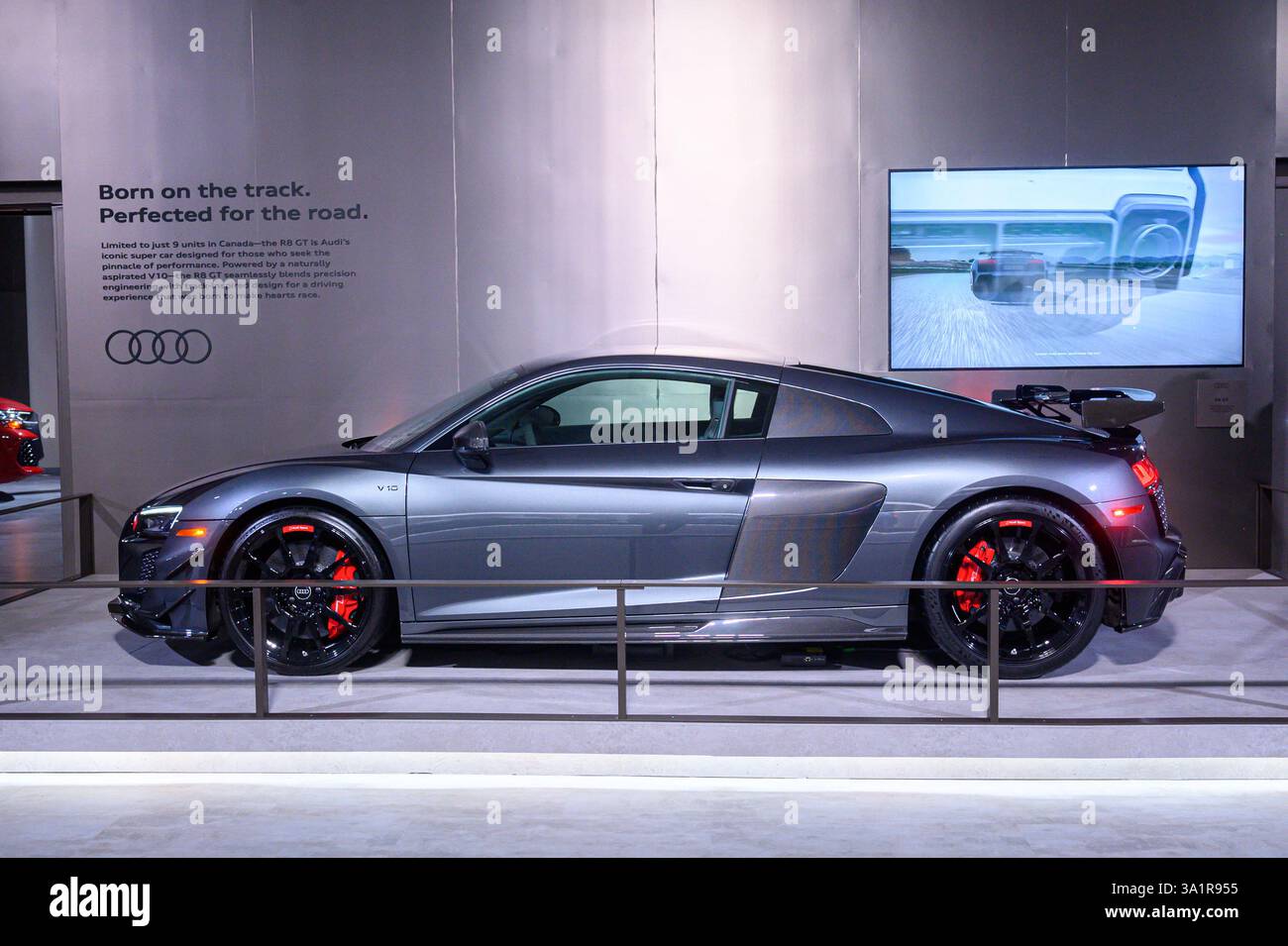 Toronto, ON, Canada - February 14, 2025: Audi R8 GT presented at the ...