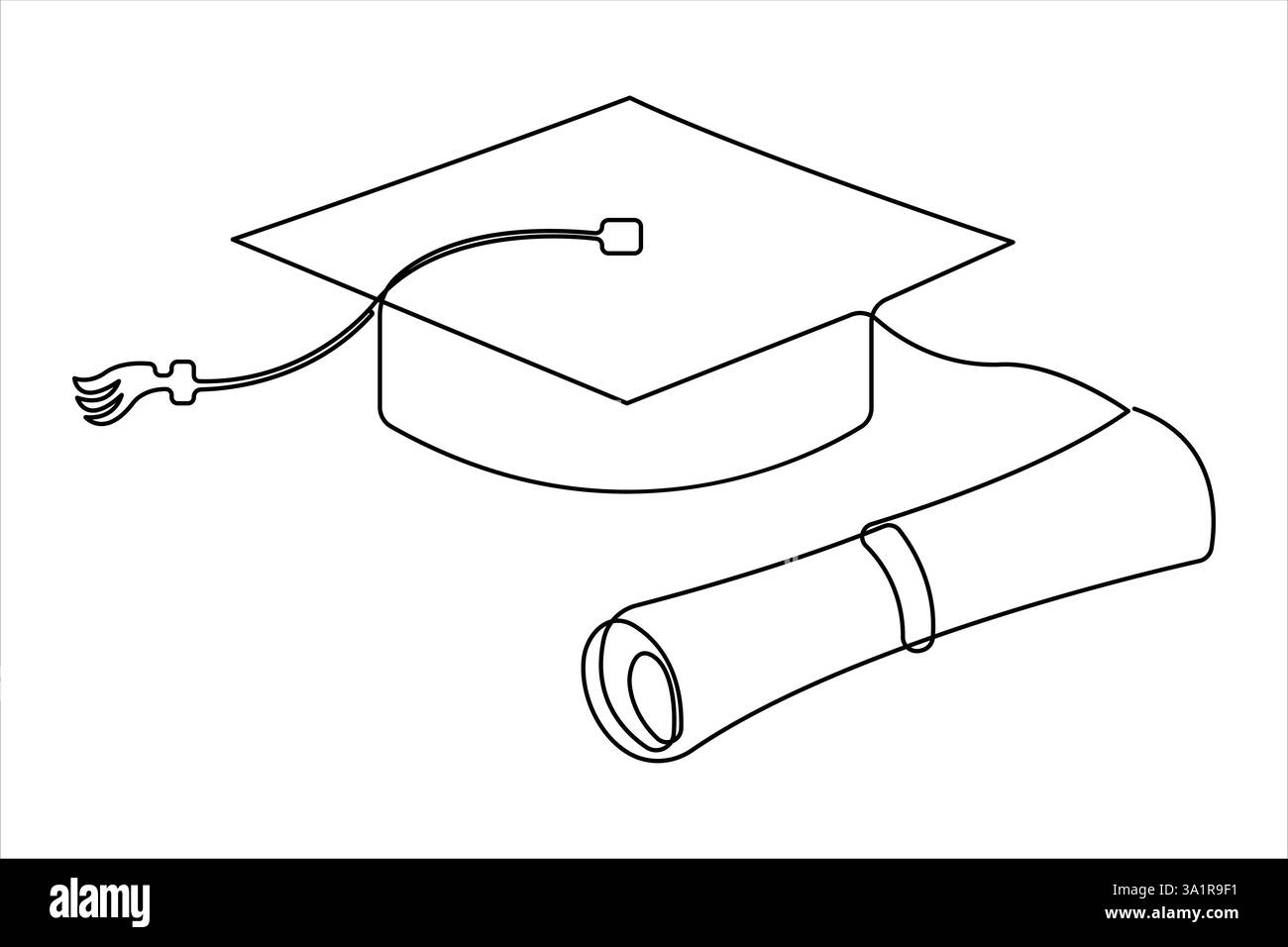Graduation single line art hi-res stock photography and images - Alamy