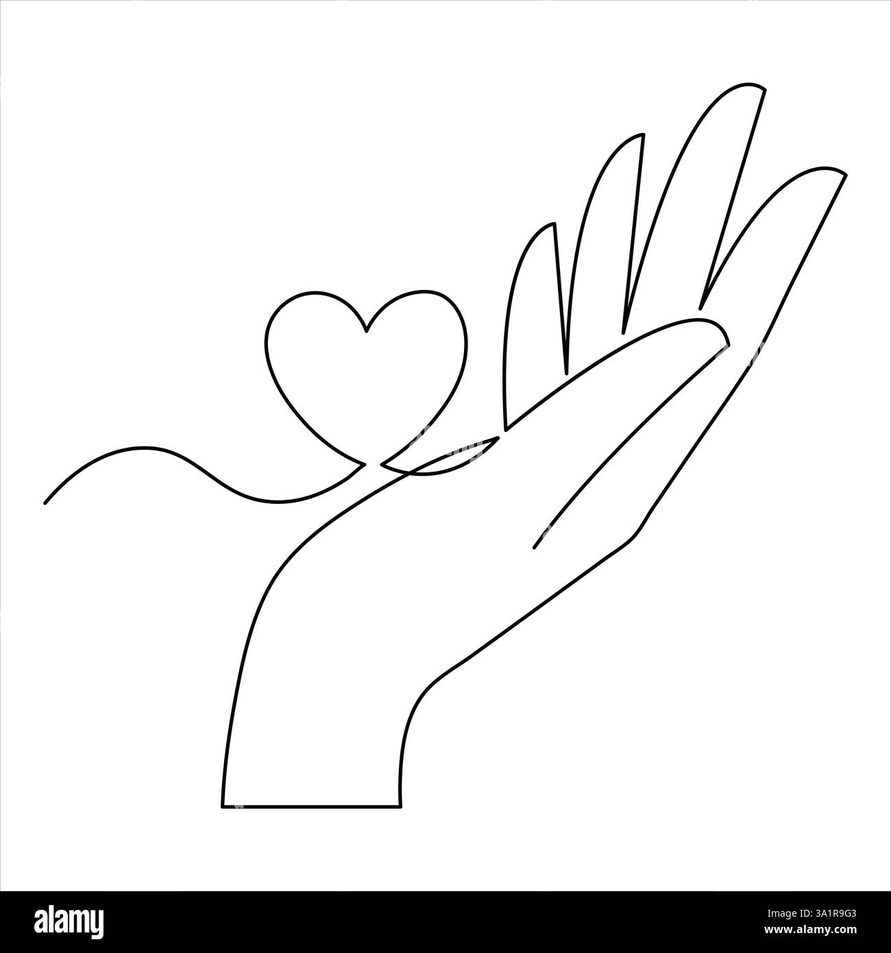 Hand open palm continuous single line art drawing outline vector ...