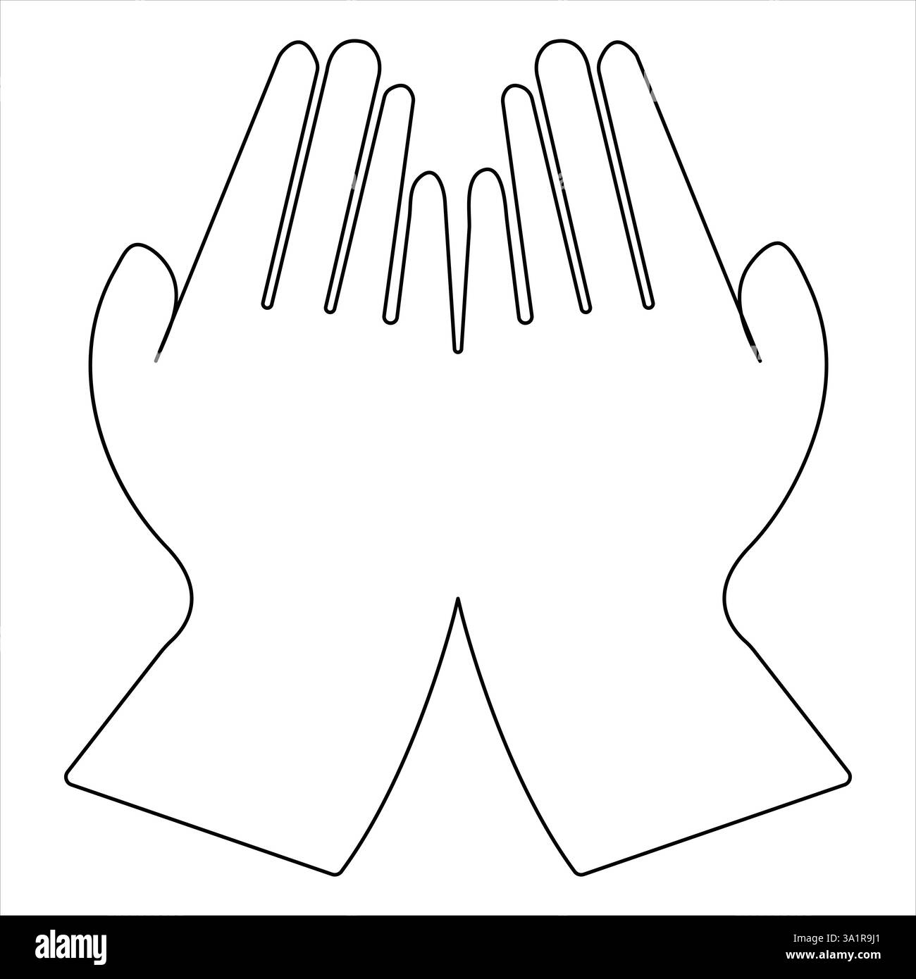 Hand open palm continuous single line art drawing outline vector ...