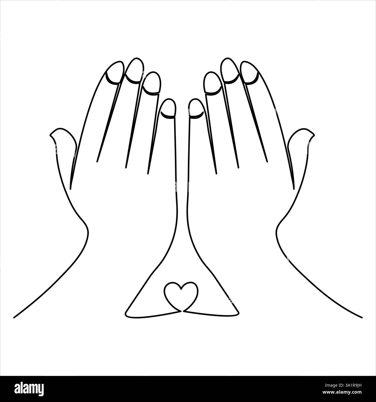 Hand open palm continuous single line art drawing outline vector ...
